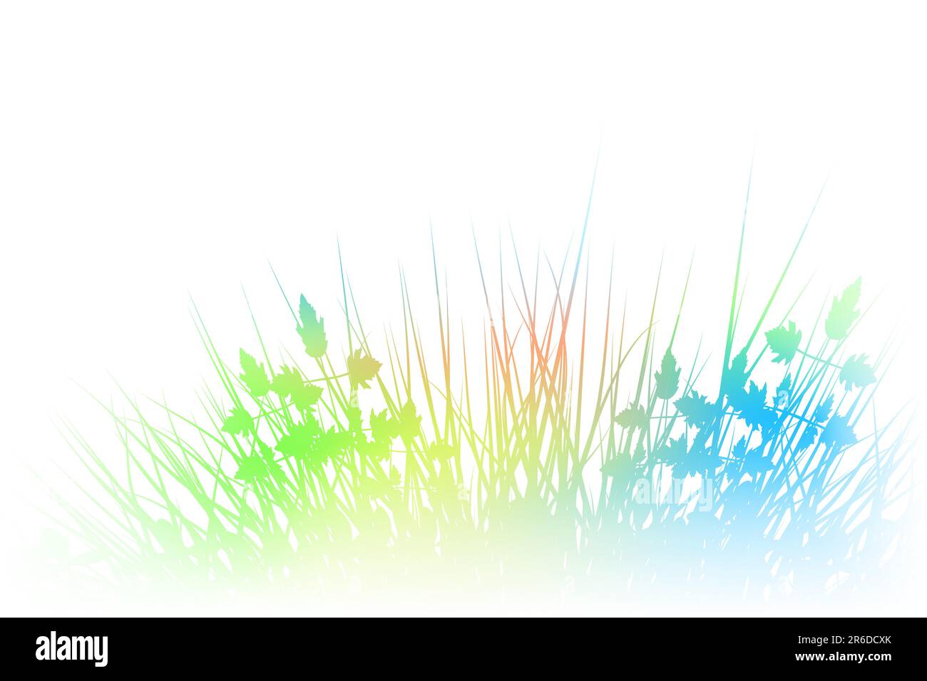 Editable vector illustration of a colorful grass fringe made by masking ...