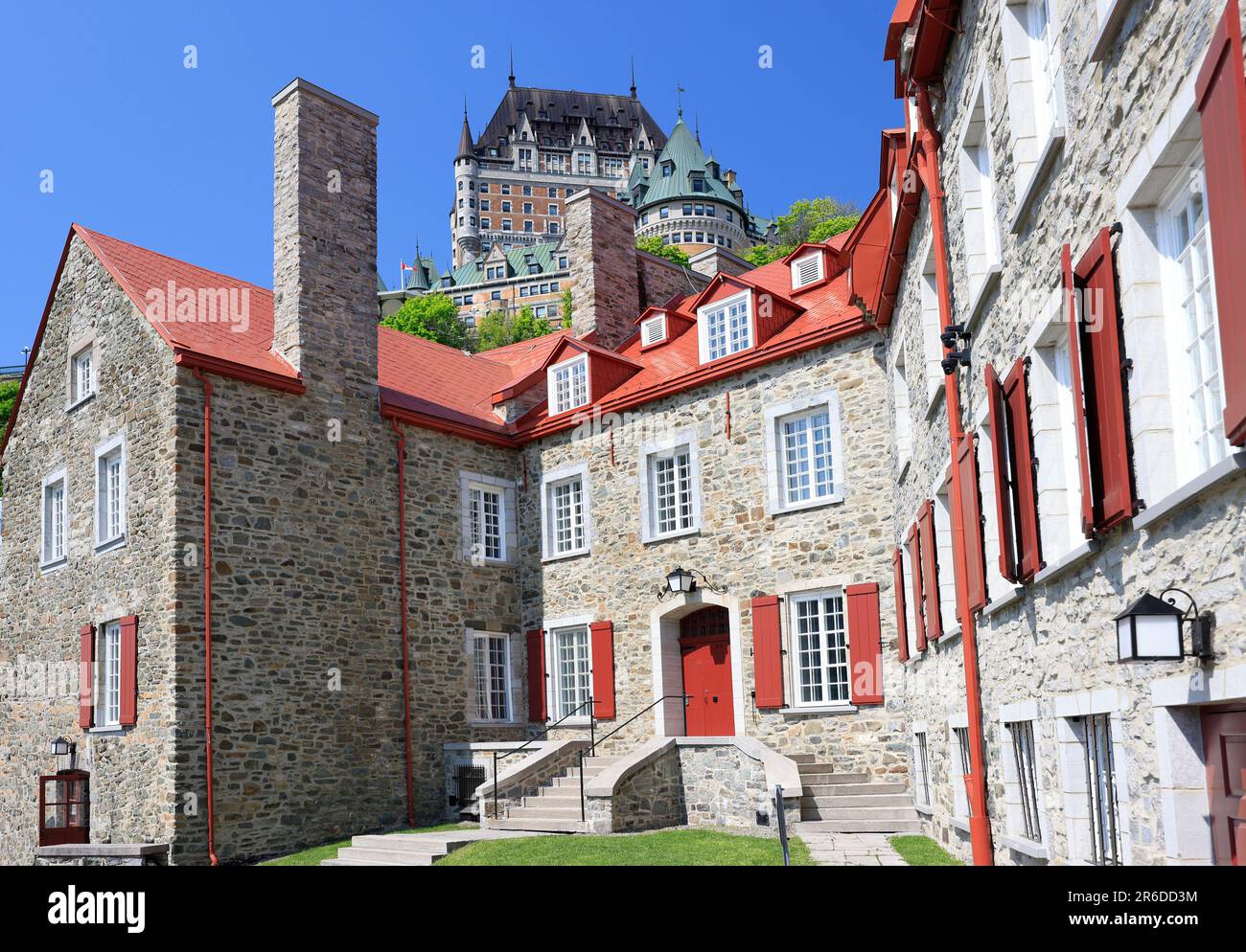Old Quebec and Frontenac Castle viewed from lower city, Canada Stock ...