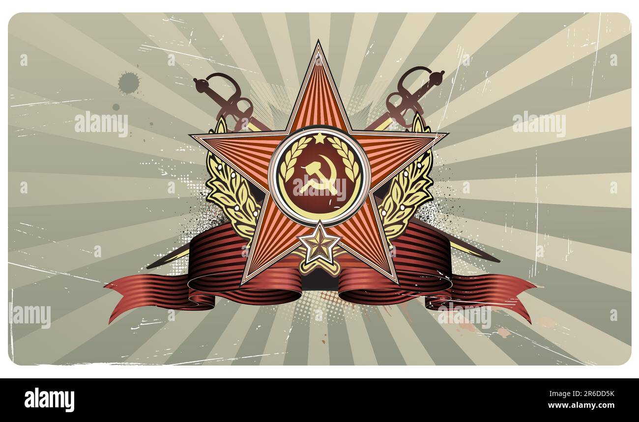 Vector illustration of sovietic star shaped Insignia in vintage style ...