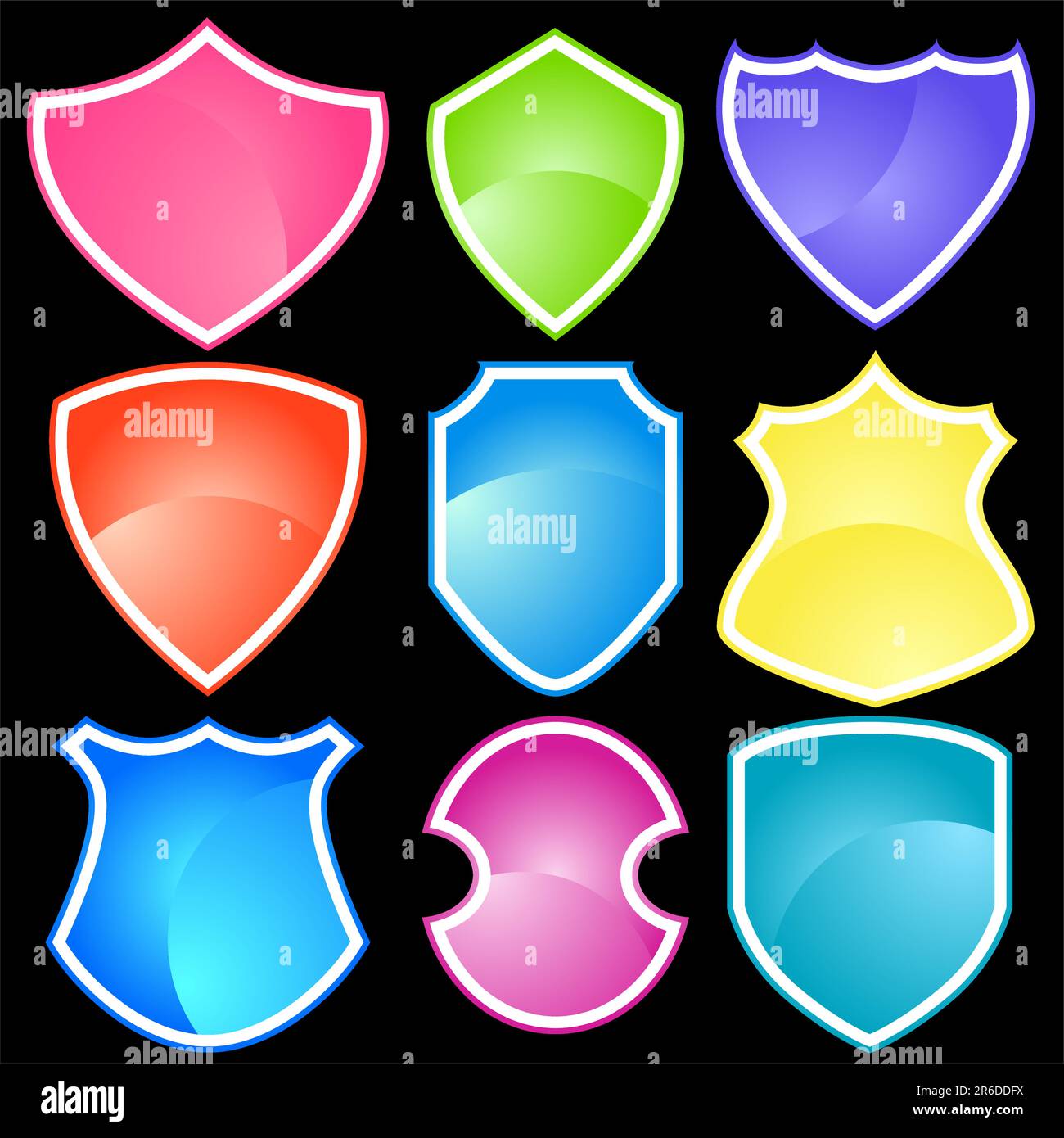 Set of 9 different shields in various colors Stock Vector Image & Art ...