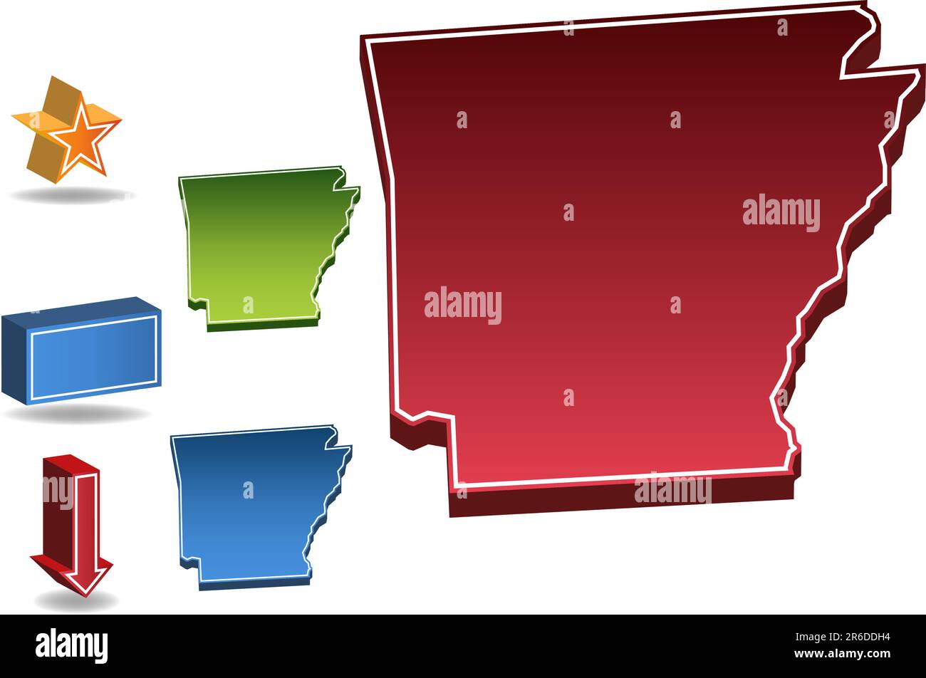 Set of 3D images of the State of Arkansas with icons Stock Vector Image ...