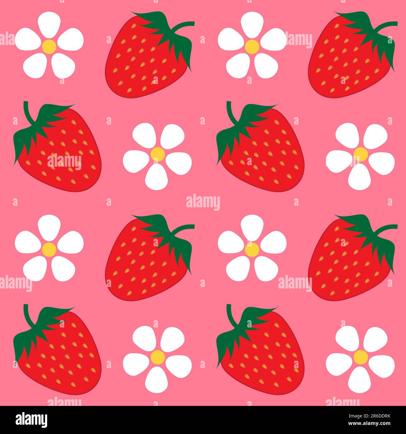 Strawberry and flowers seamless wallpaper vector illustration ...