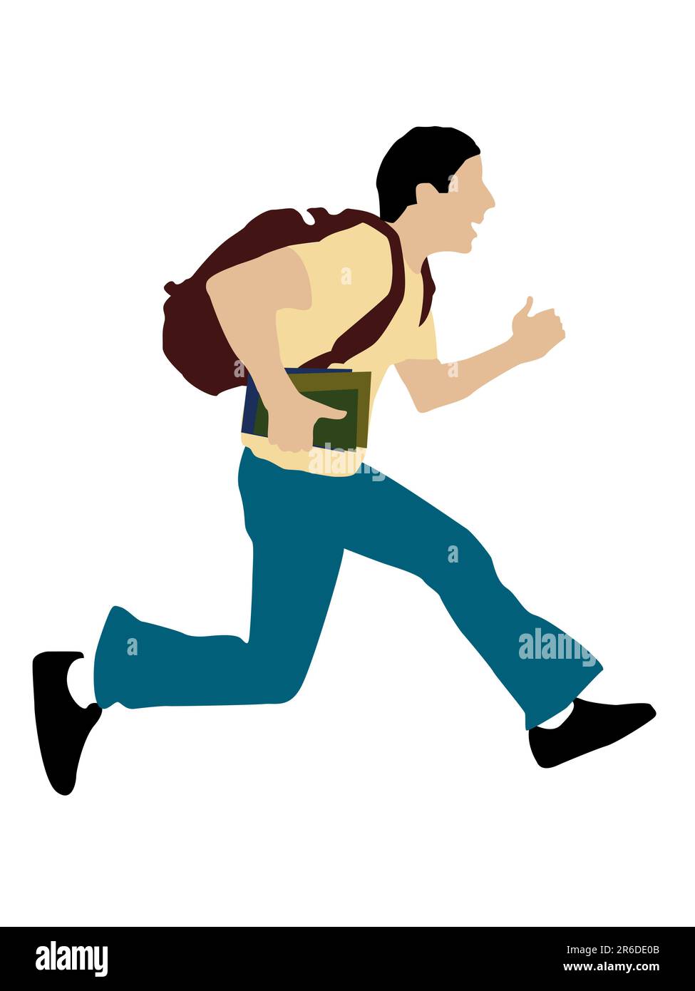 jumping man with books and bag on isolated background Stock Vector ...