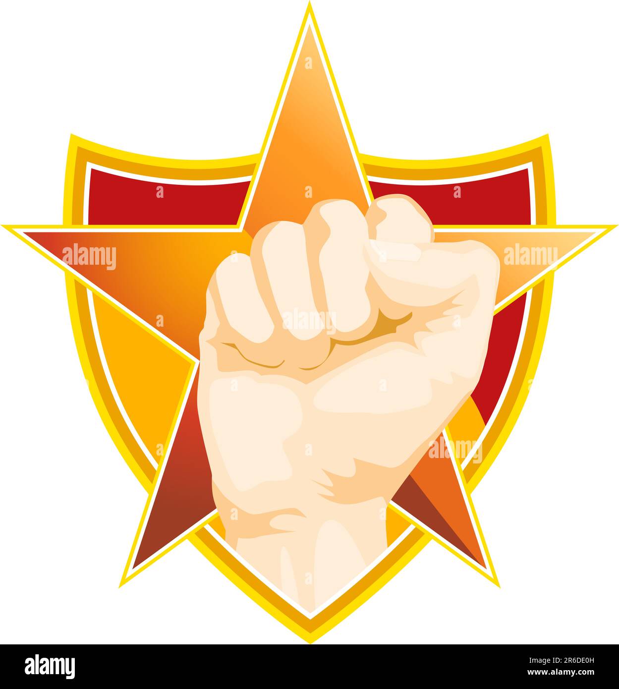 Symbol of fist with star and shield representing strength, power, or ...