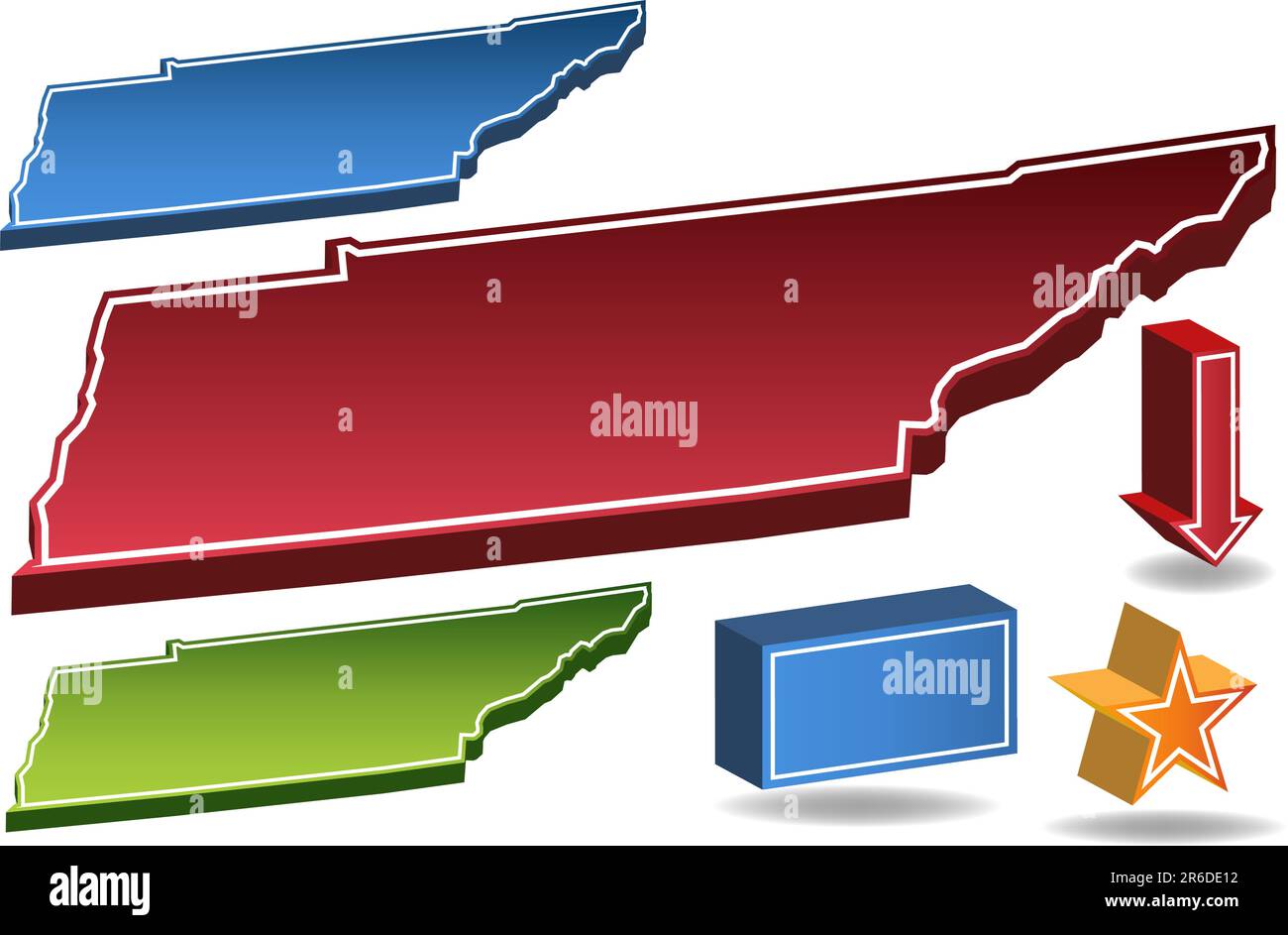 Set of 3D images of the State of Tennessee with icons Stock Vector ...