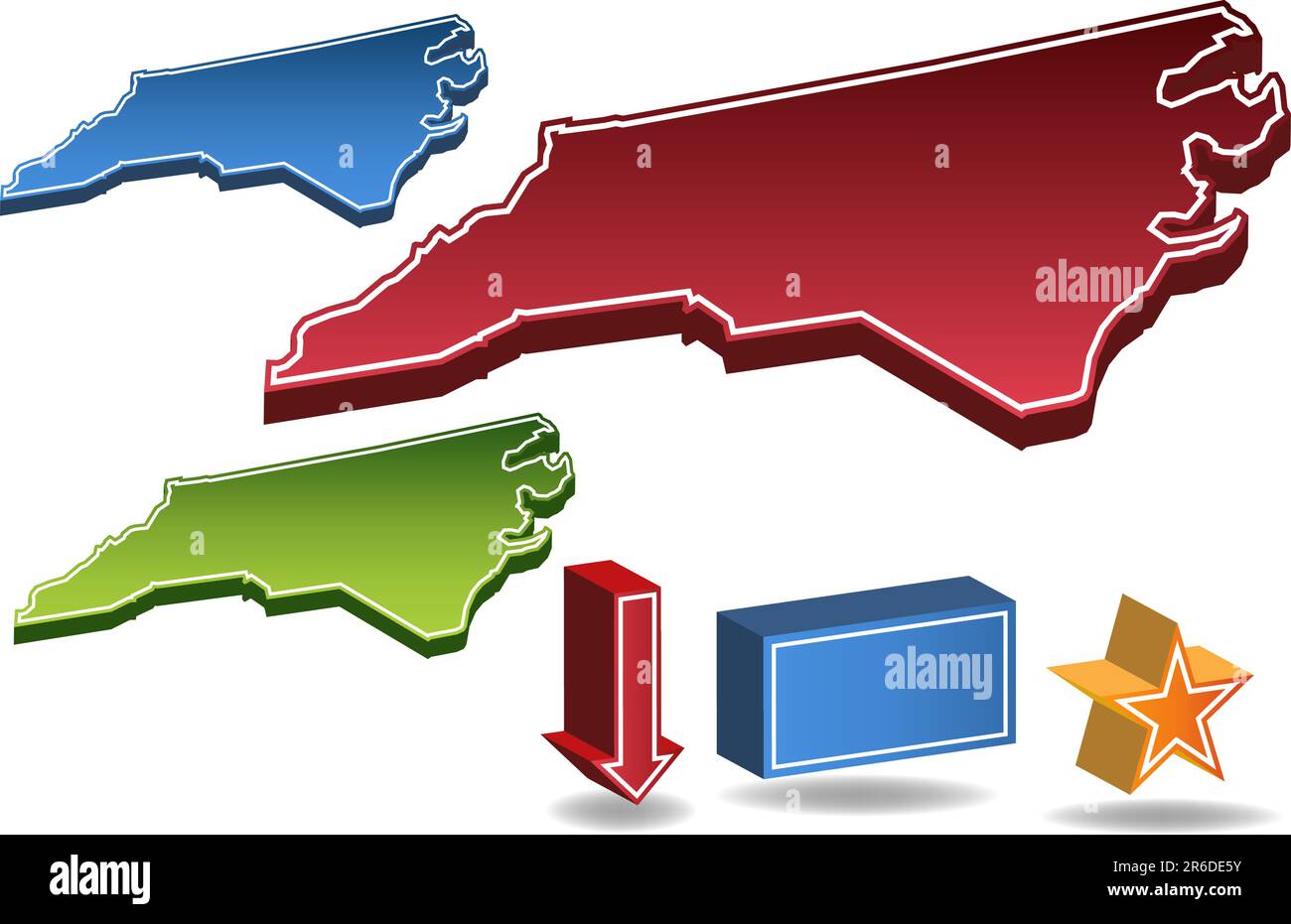 Set of 3D images of the State of North Carolina with icons Stock Vector ...