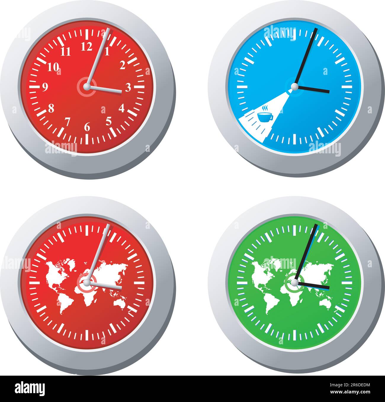 Four clock in different colors Stock Vector Image & Art - Alamy