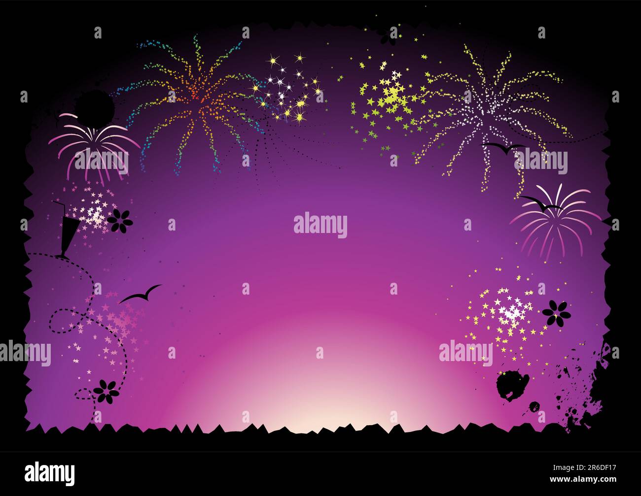 Vibrant fireworks illustration Stock Vector Images - Alamy