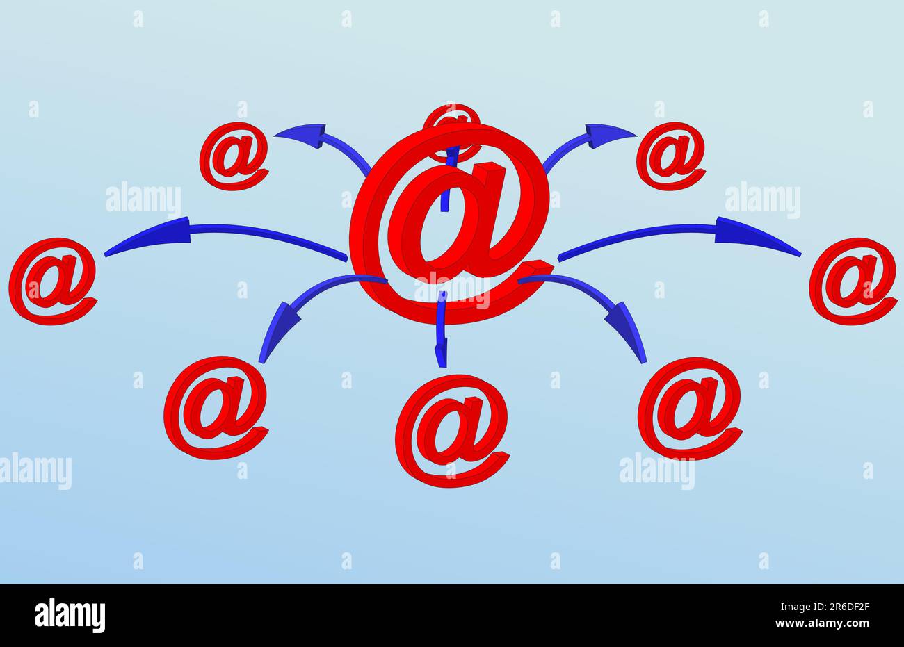 An Illustration representing communication via Email. 3D Email symbols ...
