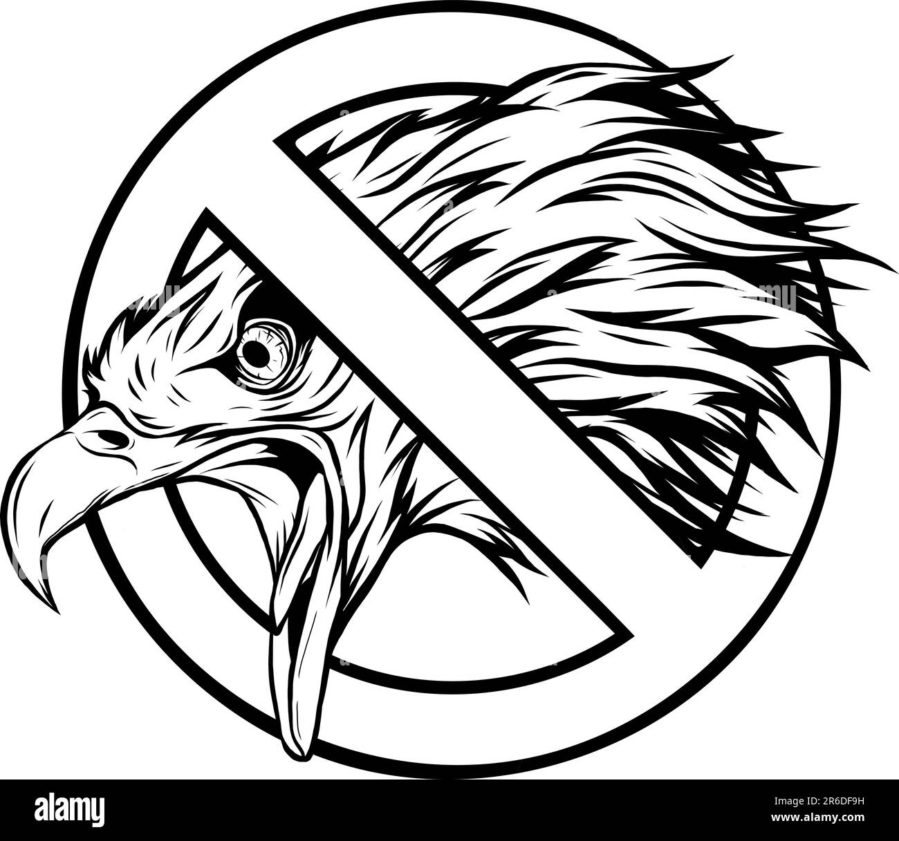 vector illustration of monochrome head eagle in ban symbol Stock Vector ...