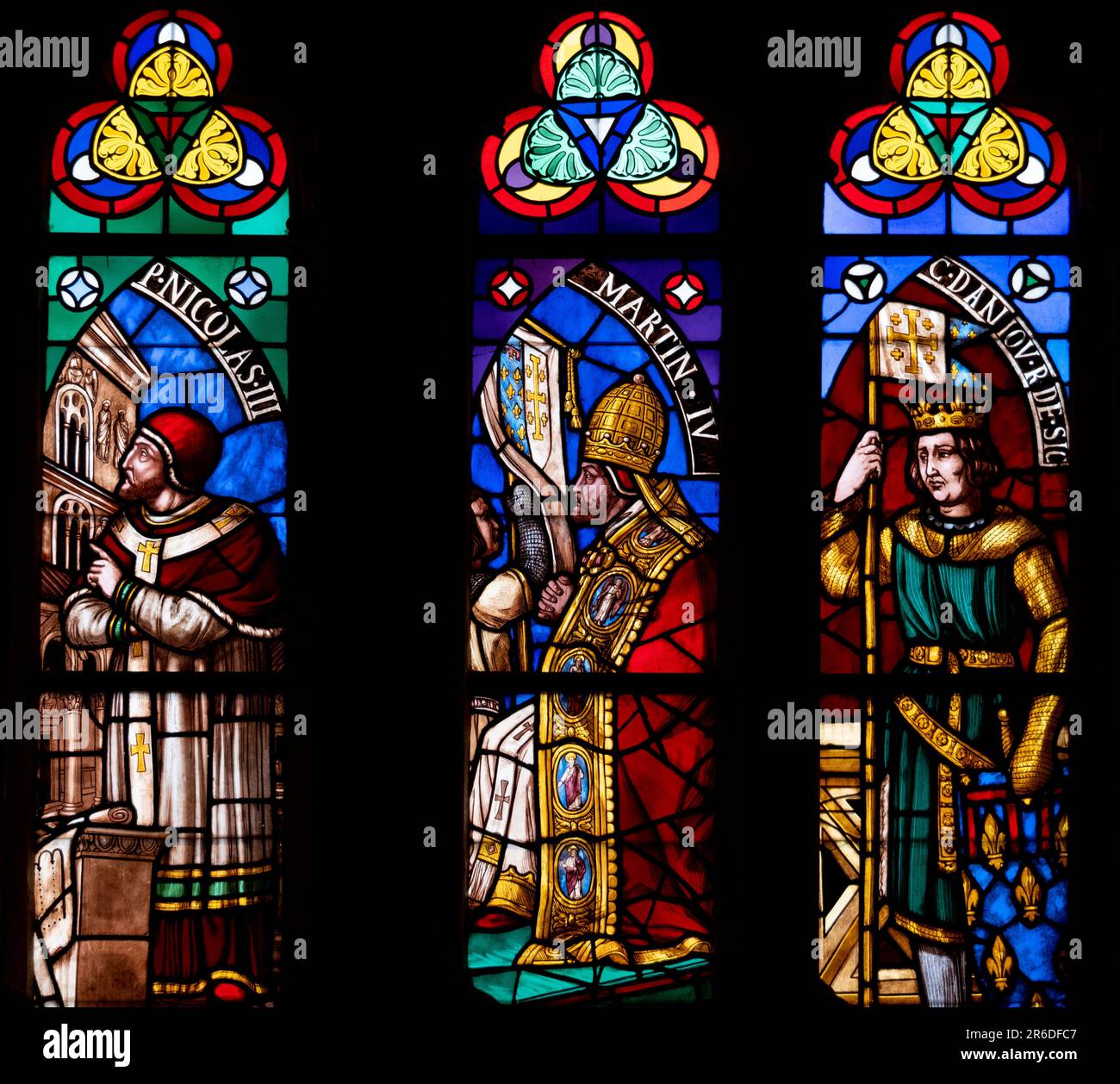 St. Denis Basilica Paris, France. Set of three colorful and detailed ...