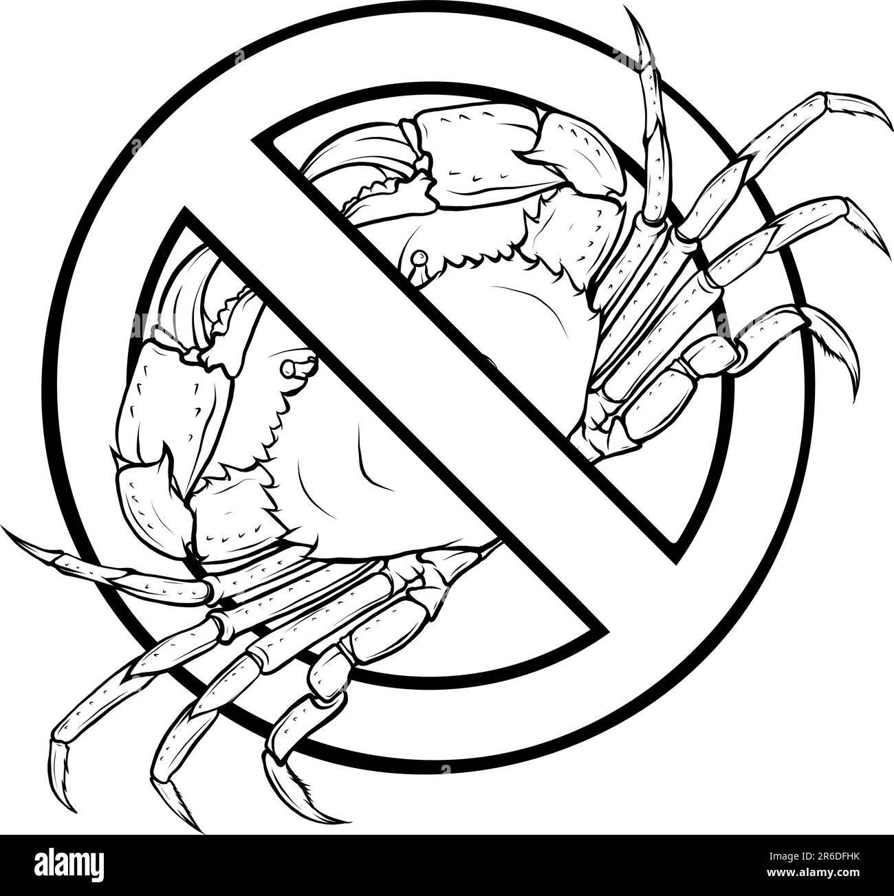 monochrome sign of ban crab on white background Stock Vector Image ...