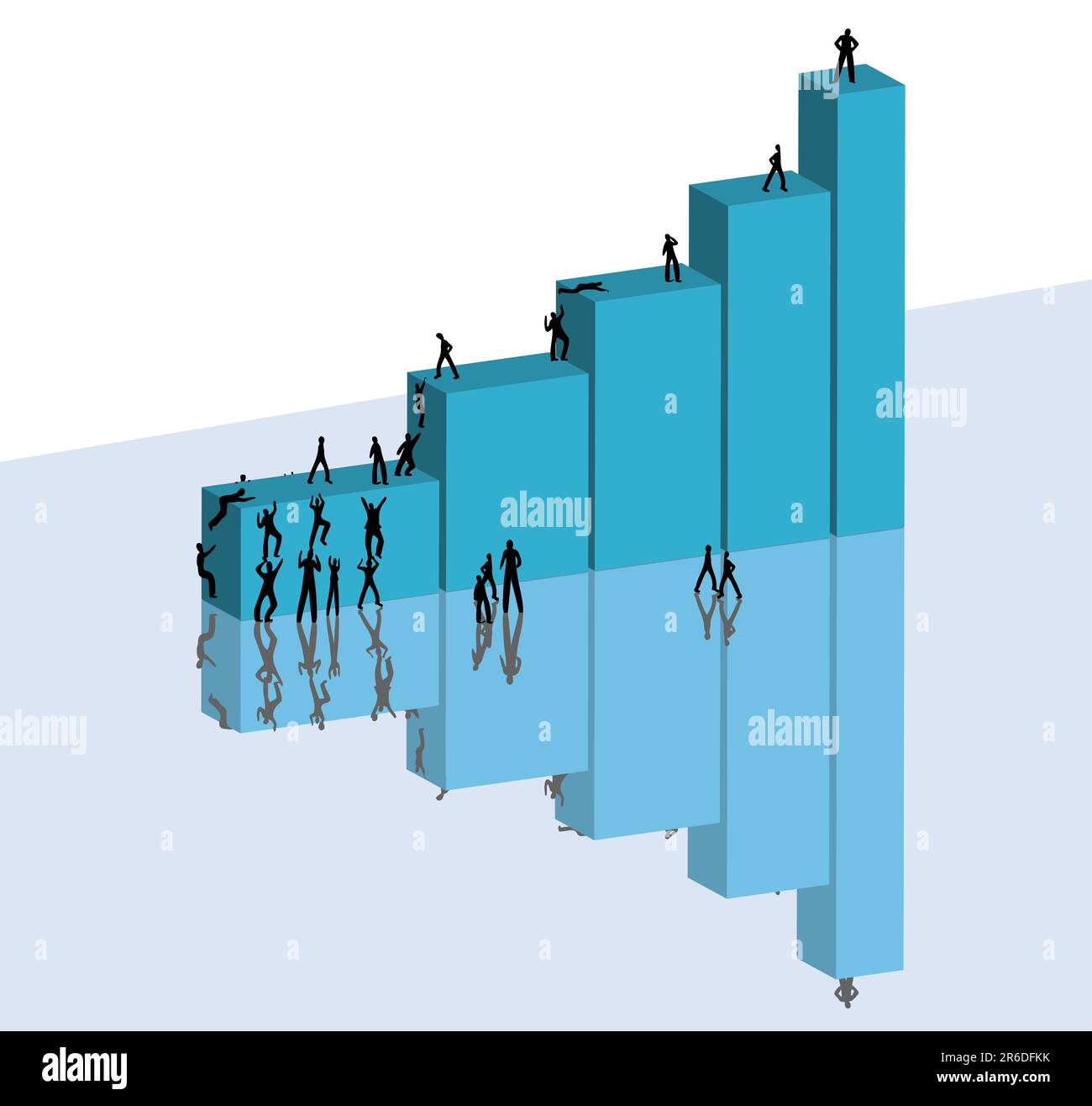3D scene of business graphic with businessmen climbing up rising ...