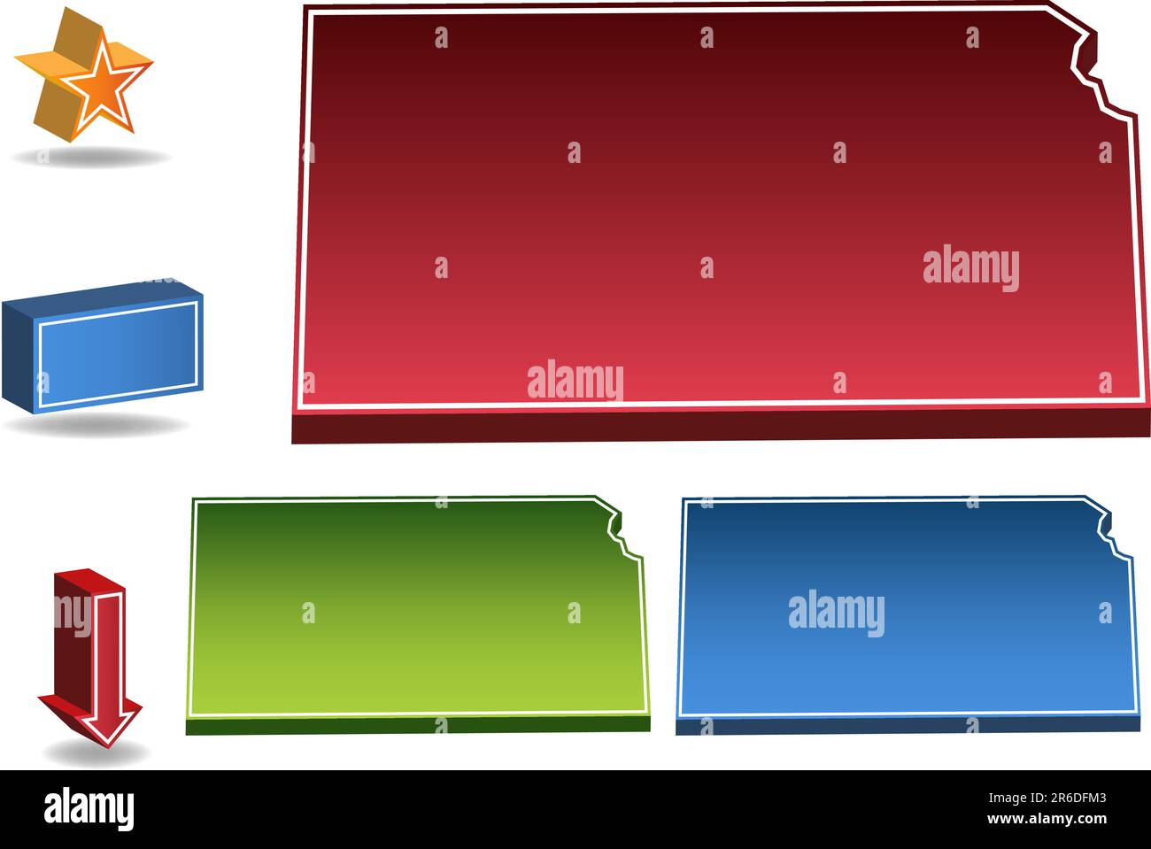 Set of 3D images of the State of Kansas with icons Stock Vector Image ...