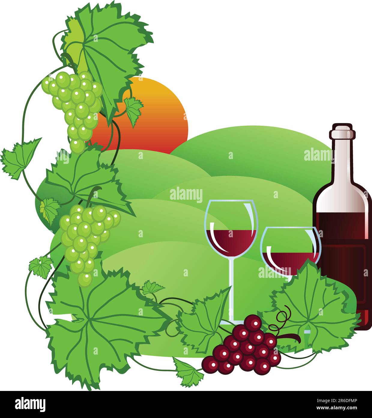 Illustration of wine and vineyard Stock Vector Image & Art - Alamy