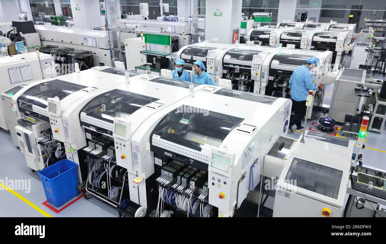 NANTONG, CHINA - APRIL 12, 2023 - Workers make elevator parts at a ...