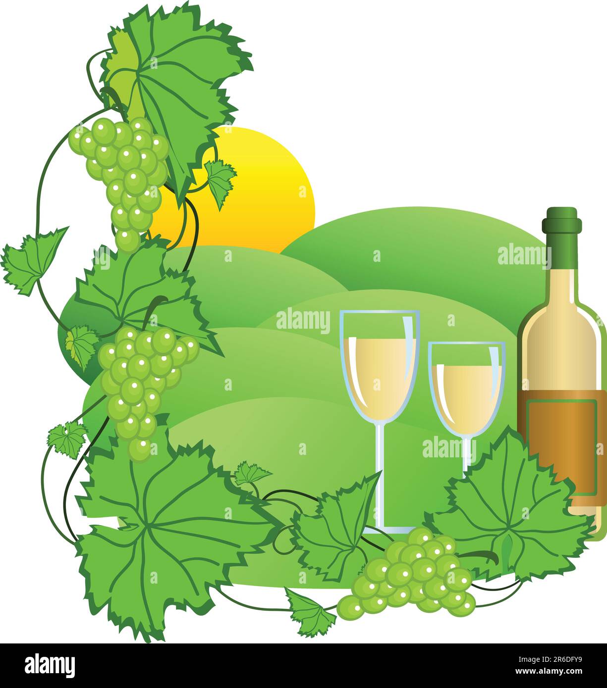 Illustration of wine and vineyard Stock Vector Image & Art - Alamy