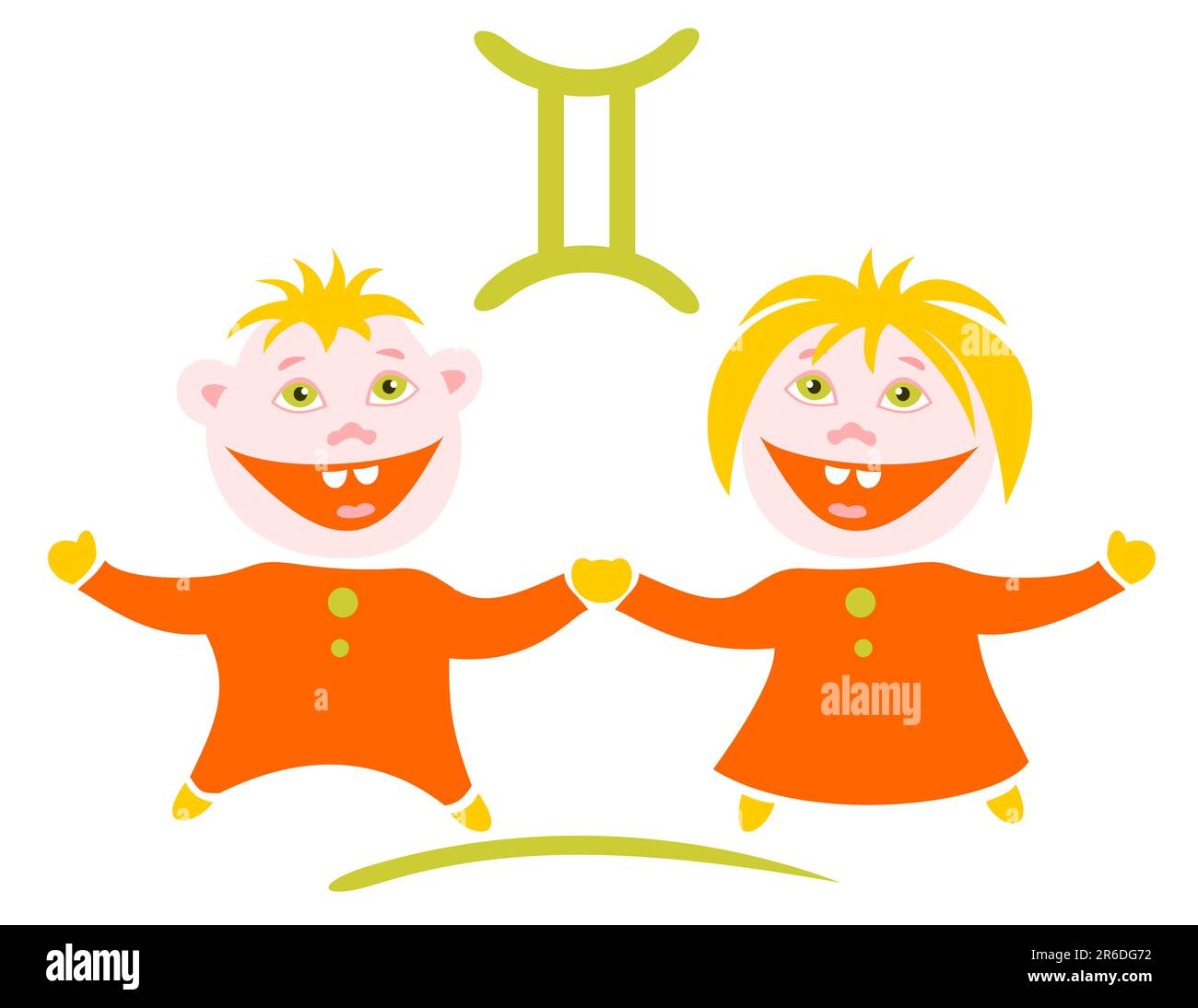 Happy Gemini isolated on a white background. Zodiac star sign Stock ...