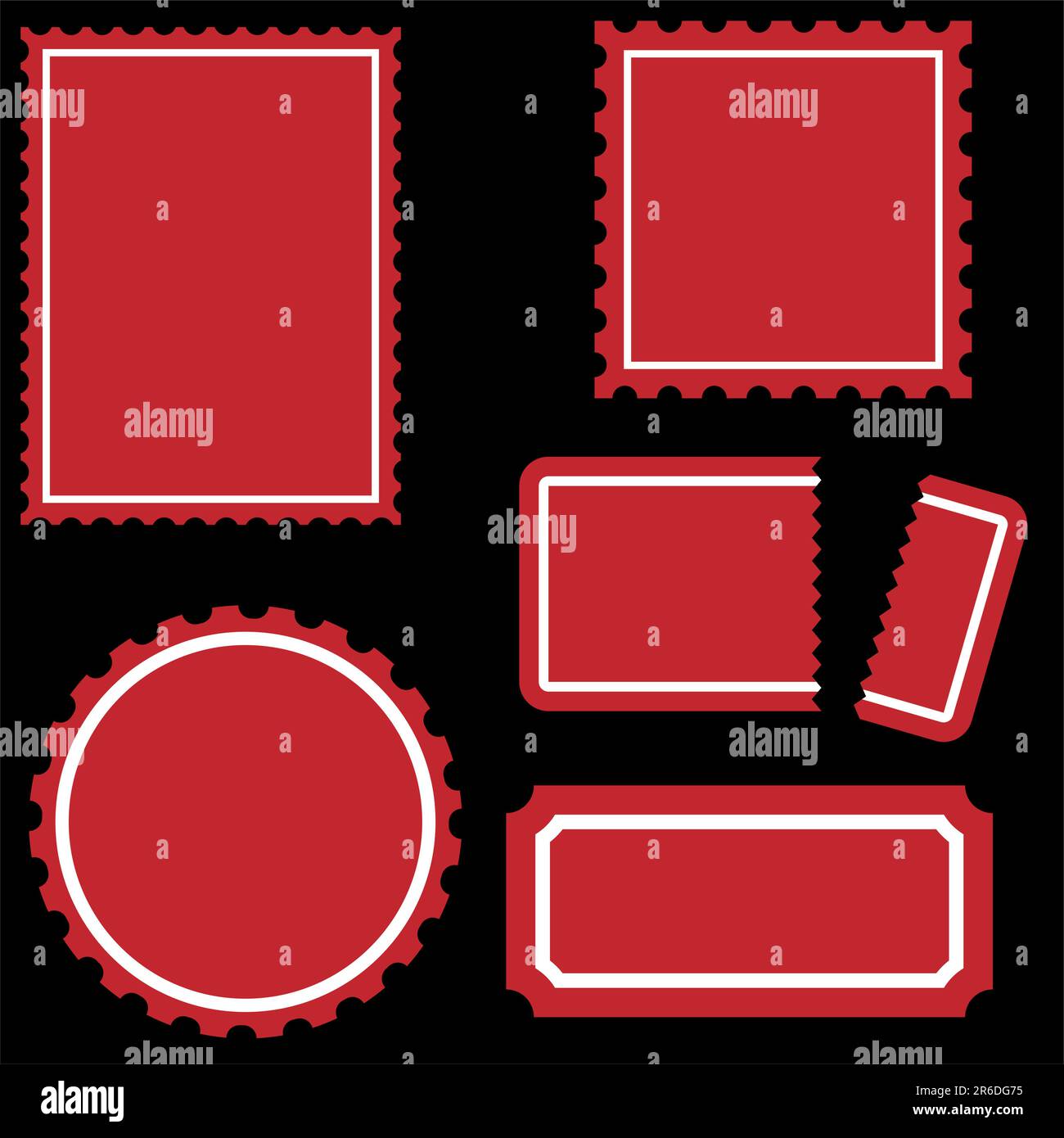 Set of multiple web labels and icons - stamp / ticket style - red Stock ...