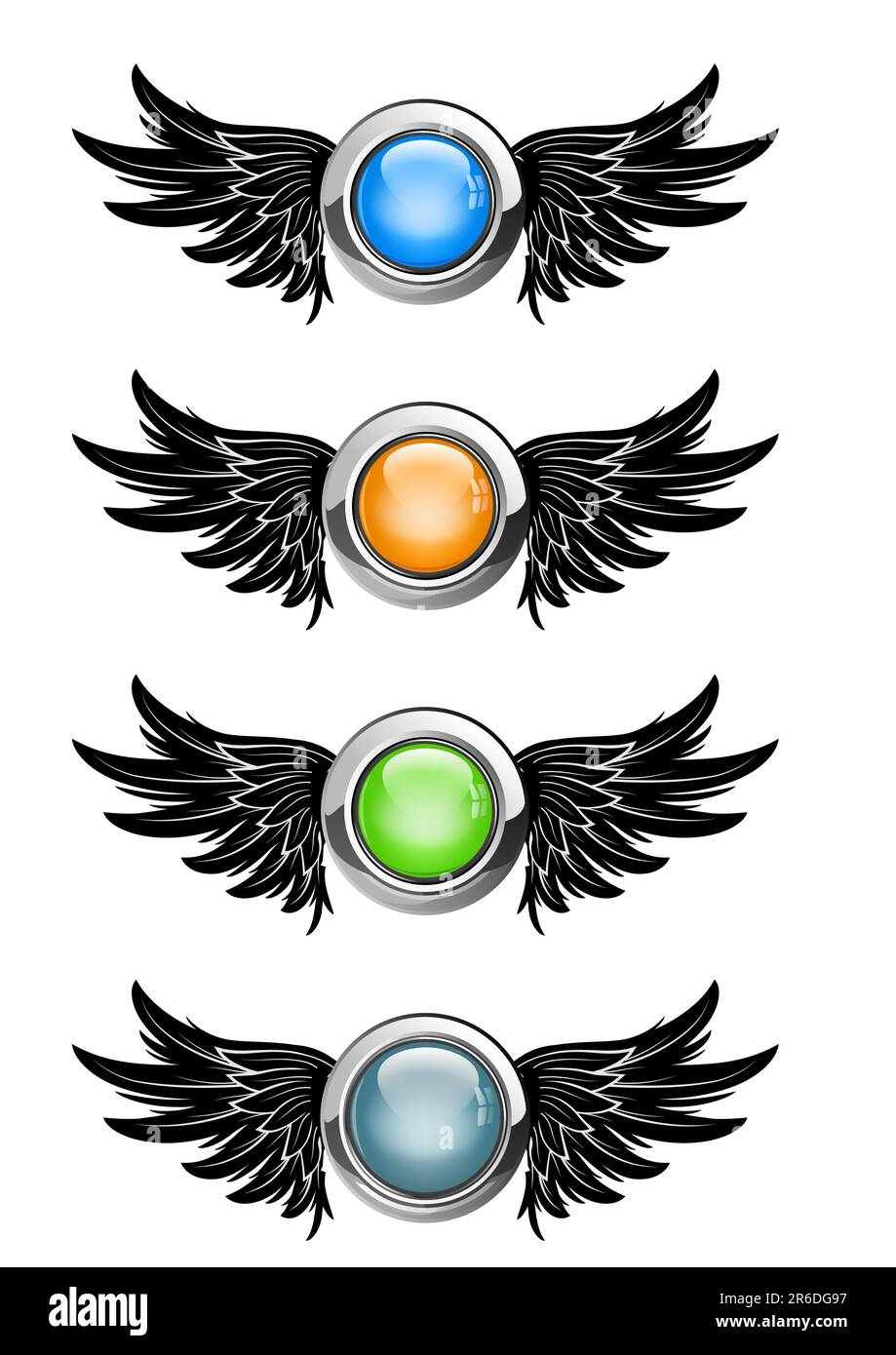 Vector illustration of winged round buttons set Stock Vector Image ...