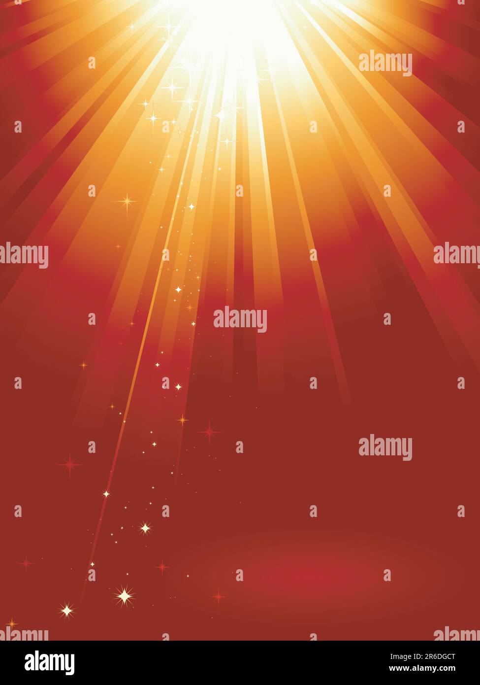 Red golden light burst with sparkling stars and space for your message ...