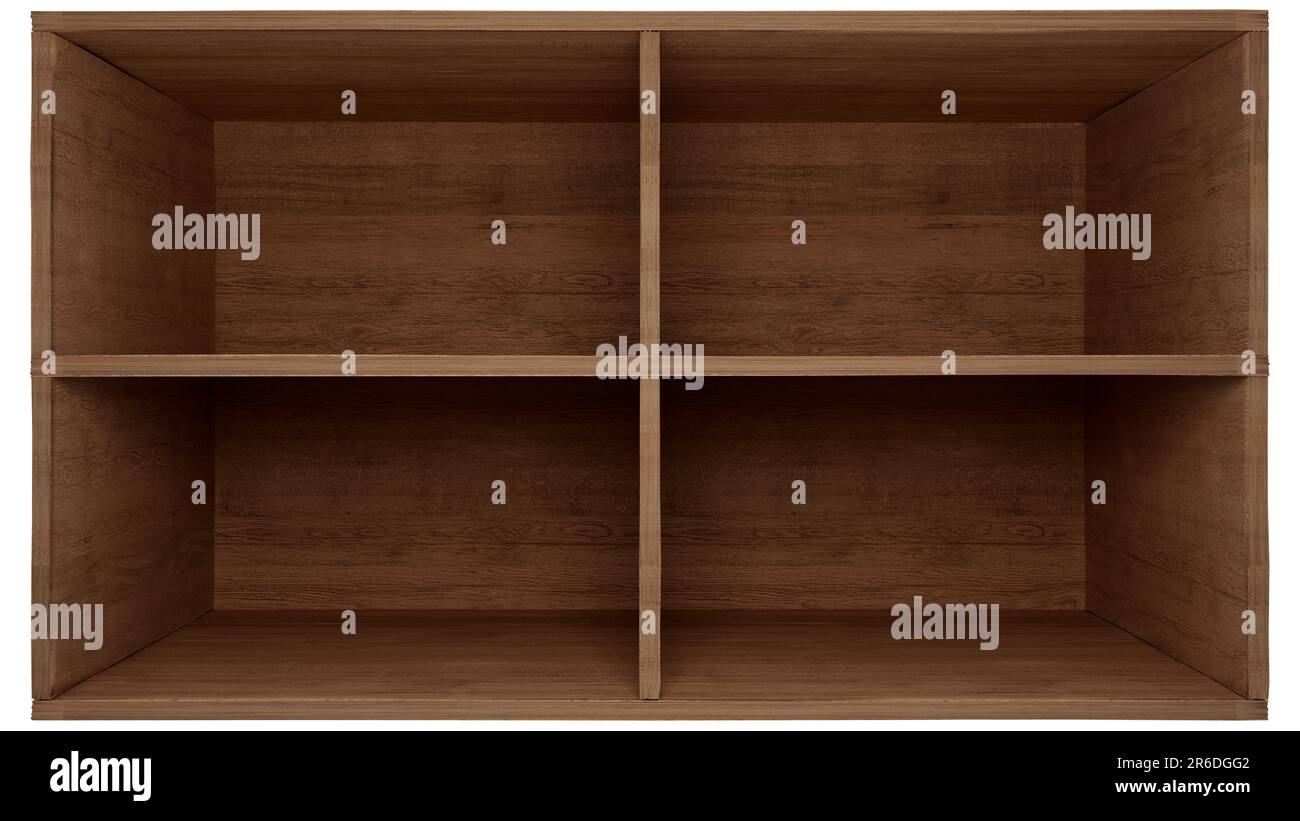 3D Illustration of a divided wooden box with front opening and isolated ...