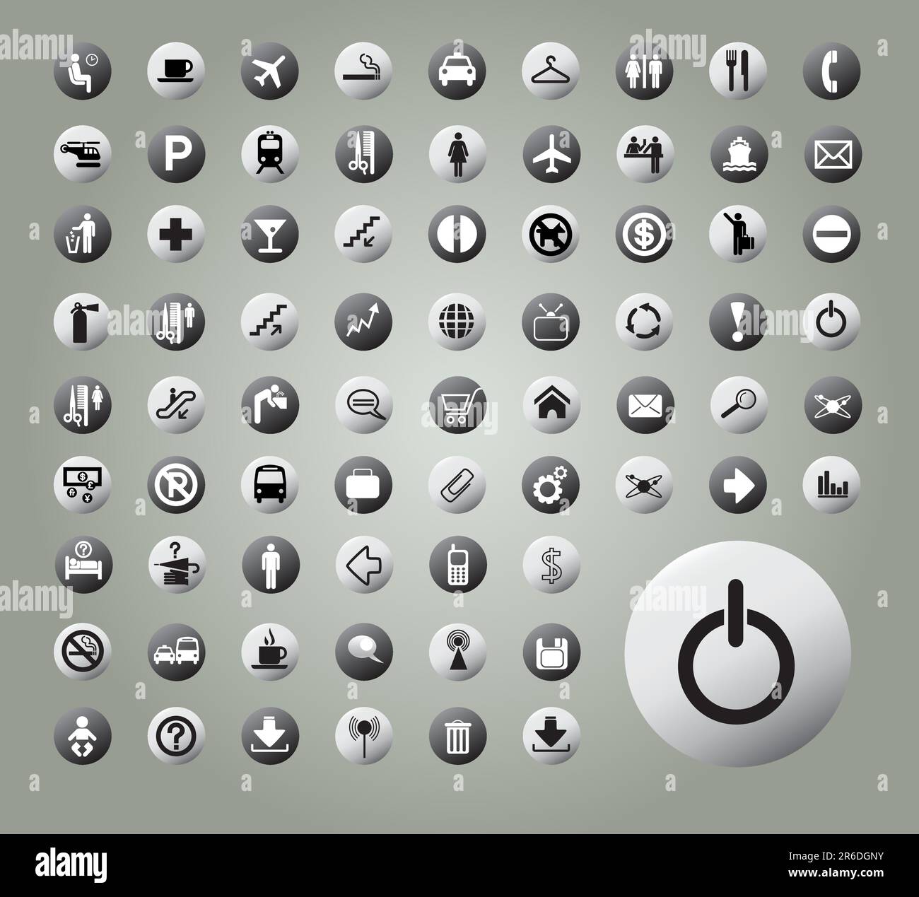set of 72 various monochrome buttons, icons Stock Vector Image & Art ...