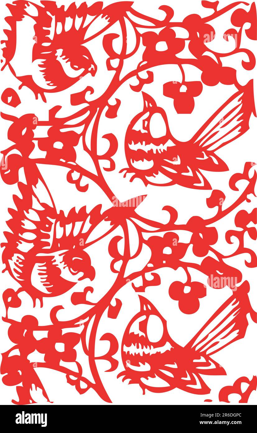 singing birds - chinese traditional papercut Stock Vector Image & Art ...