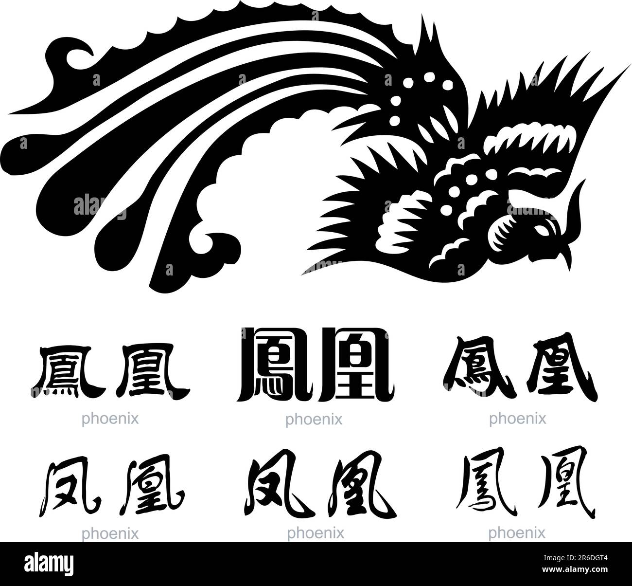 vector phoenix with chinese words translation to english Stock Vector ...
