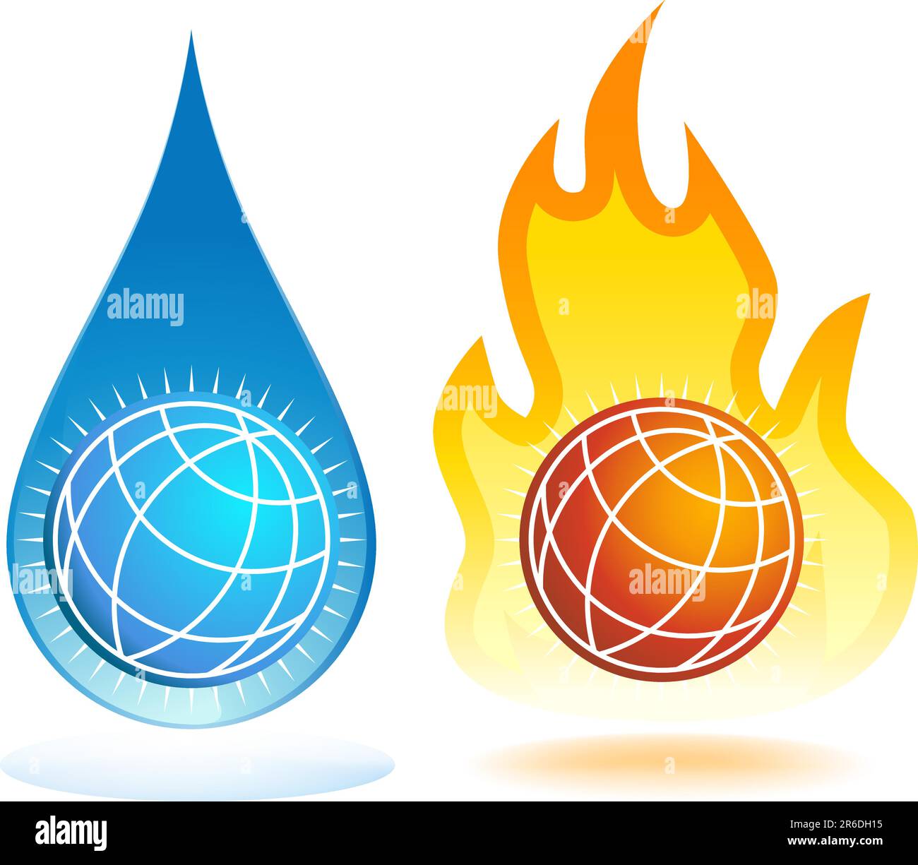 Set of 2 icons representing global warming and melting Stock Vector ...