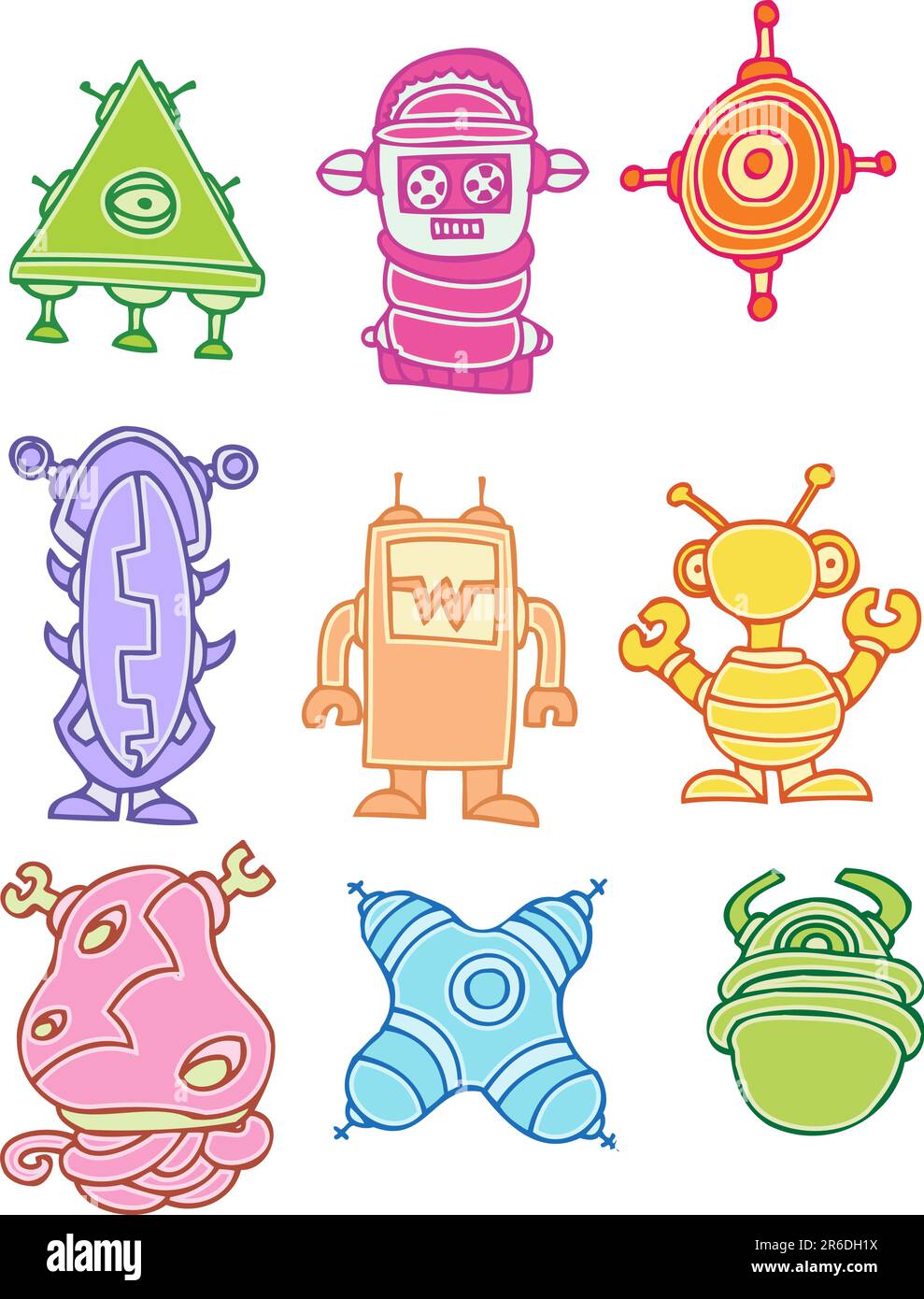 Set of 9 cartoon style robots Stock Vector Image & Art - Alamy