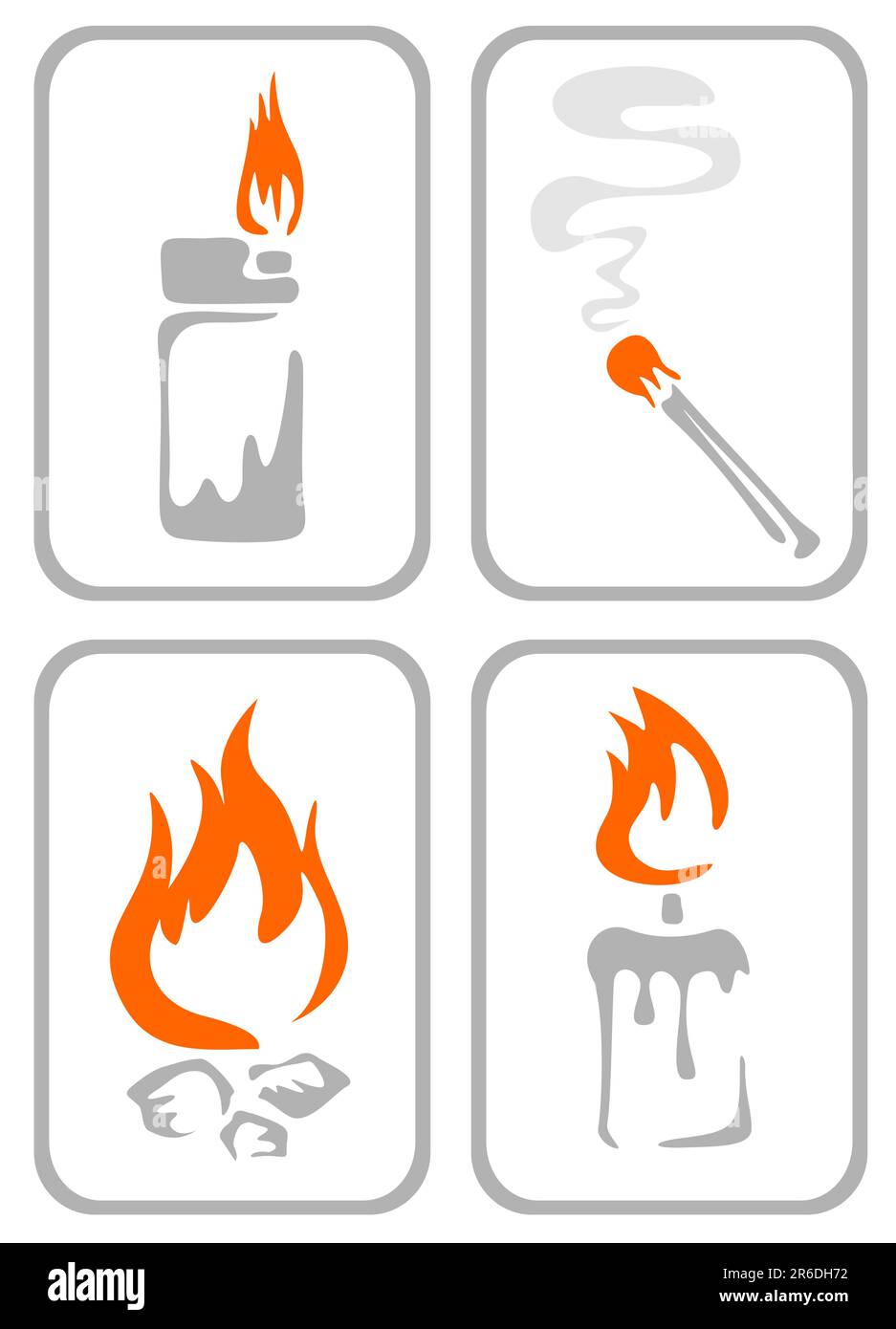 Four ornate fire symbols isolated on a white background Stock Vector ...