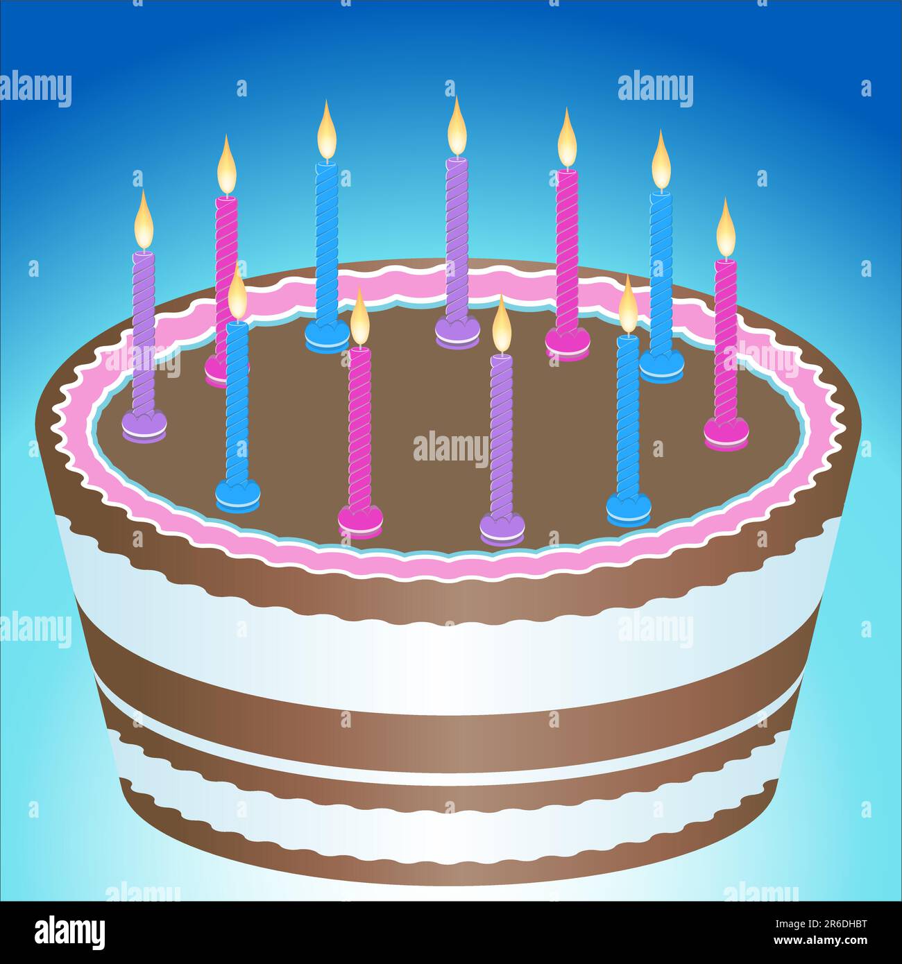 3D Birthday cake with colorful lit candles Stock Vector Image & Art - Alamy