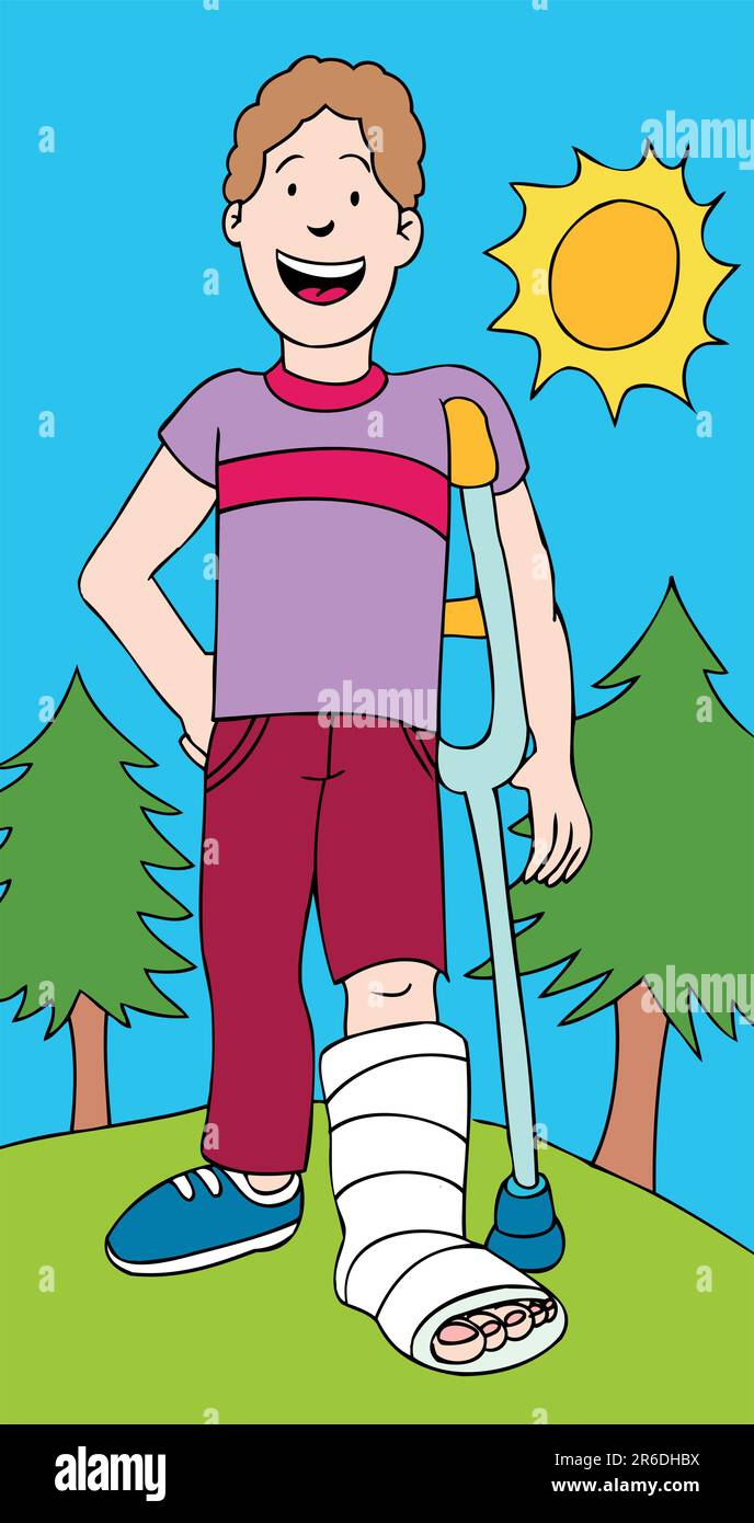Cartoon image of kid/man with broken leg Stock Vector Image & Art - Alamy