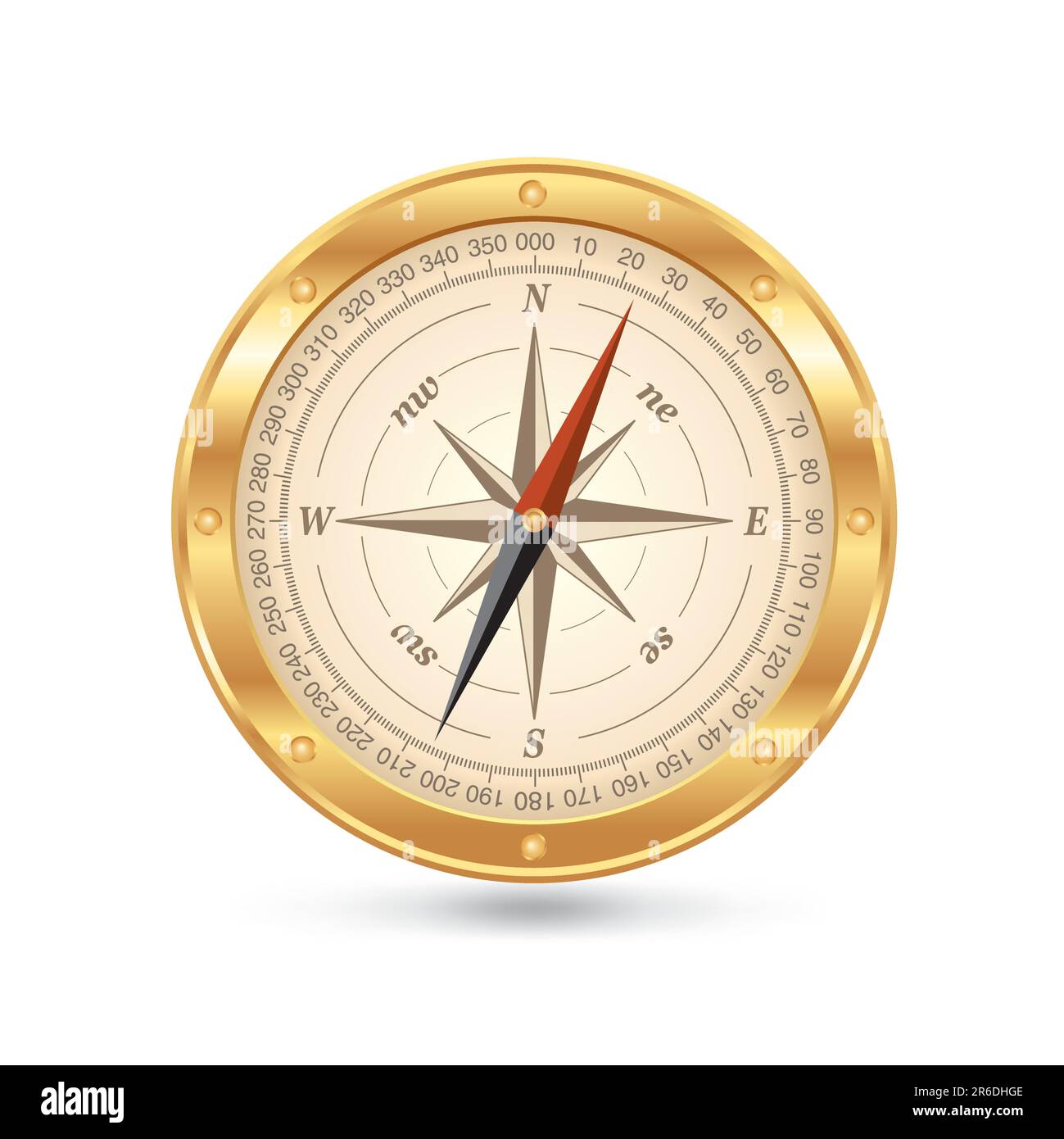 Vector illustration of golden compass isolated on white Stock Vector ...