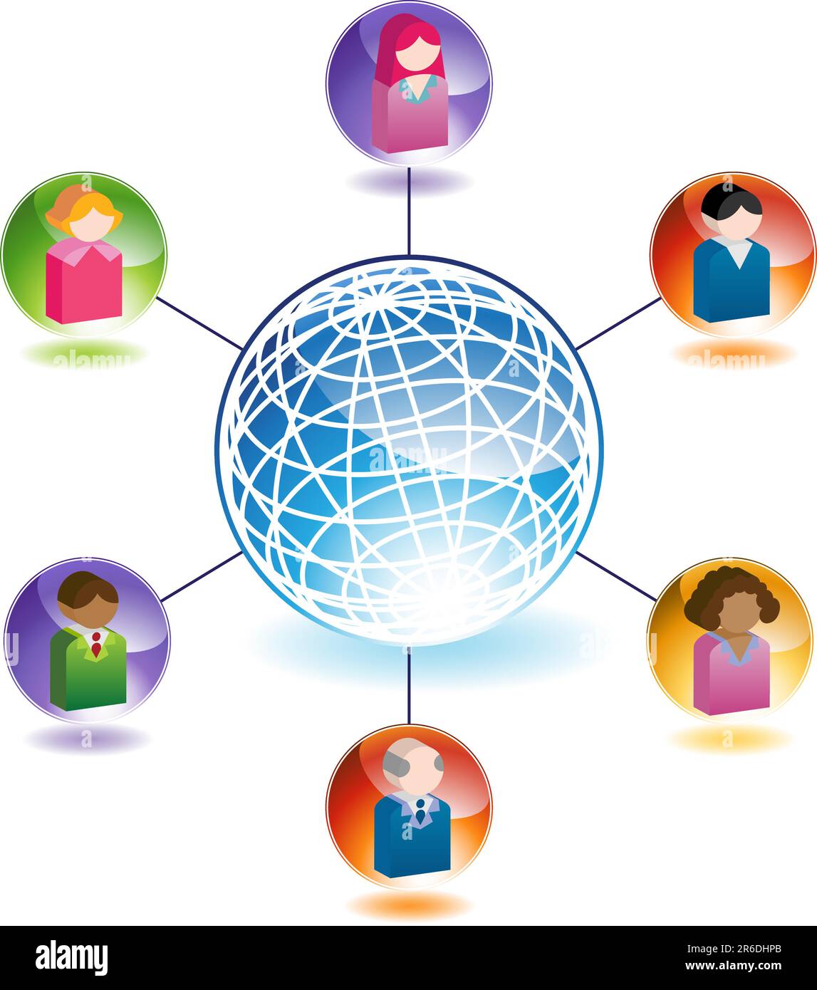 Image showing communication across the 3D globe between a diverse set ...