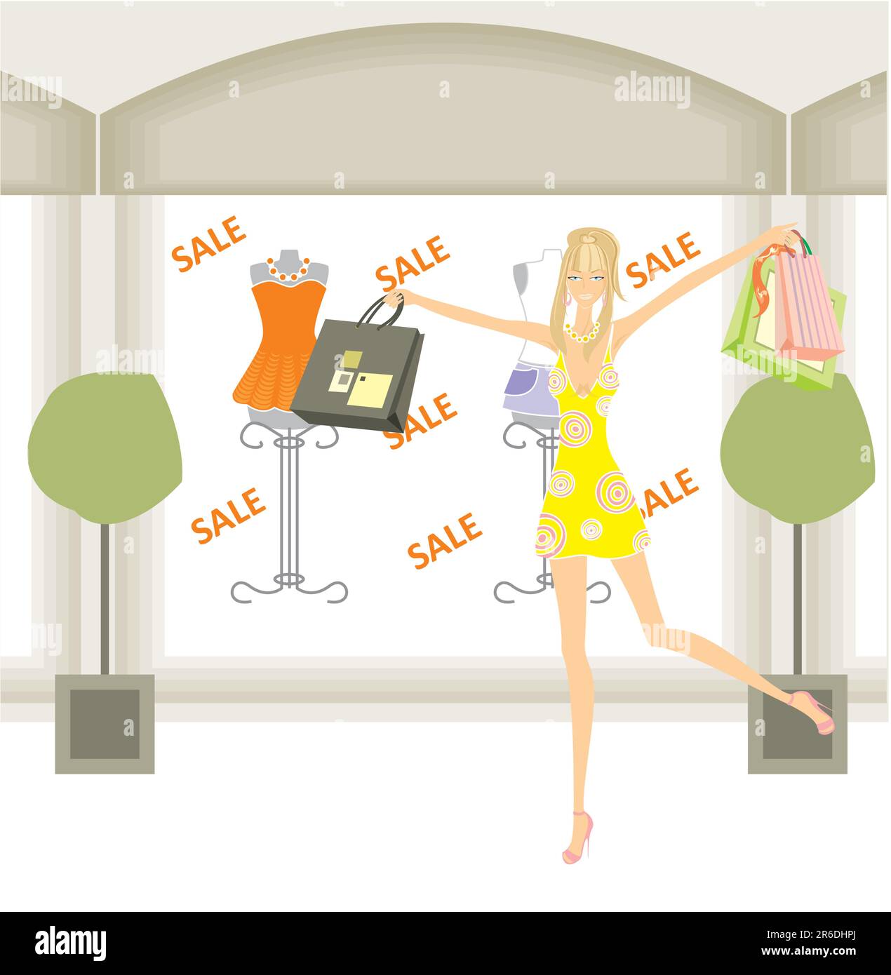 Beautiful girl in shopping Stock Vector Images - Alamy