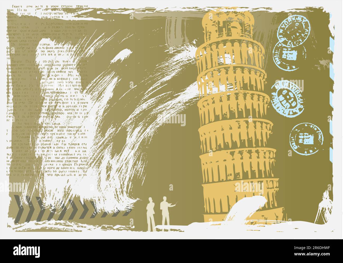 vector grunge background with pisa tower and text Stock Vector Image ...