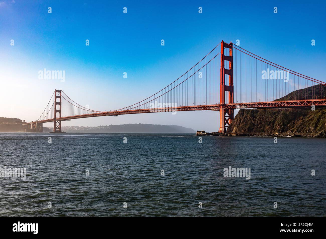 The Golden Gate Bridge in San Francisco over the bay of the Californian ...