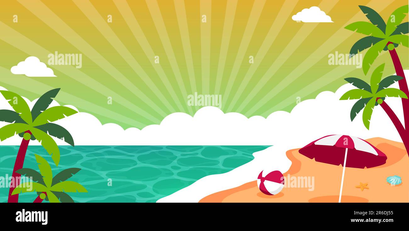 Summer beach vector banner illustration Stock Vector Image & Art - Alamy