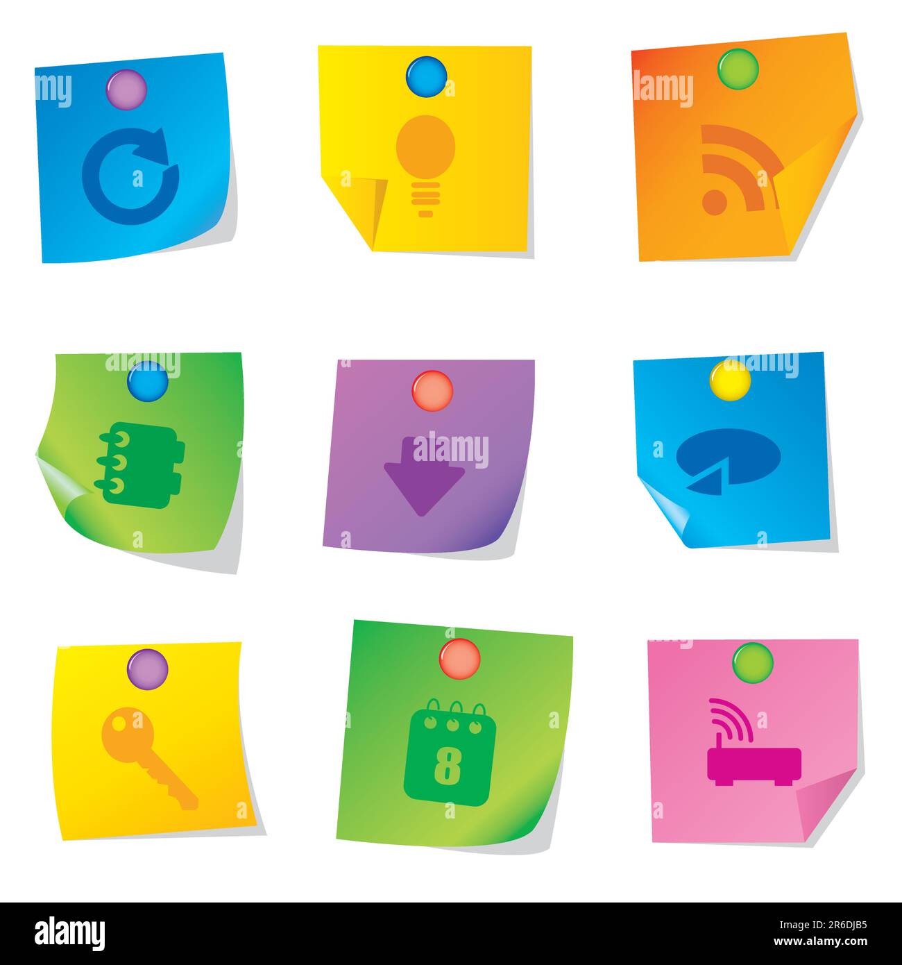 Vector illustration of icons on paper. Set one Stock Vector Image & Art ...
