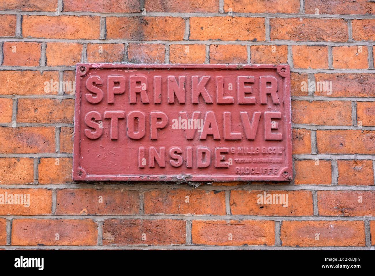 Sprinkler Stop Valve Inside -Manchester UK Stock Photo - Alamy