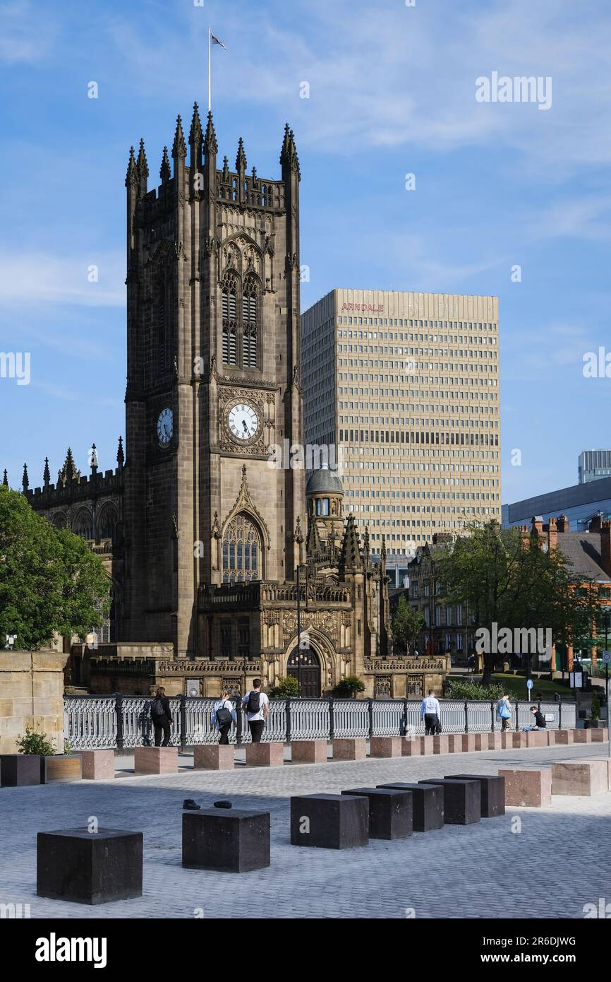 Manchester Cathedral and Arndale Tower as viewed from 100 Embankment ...