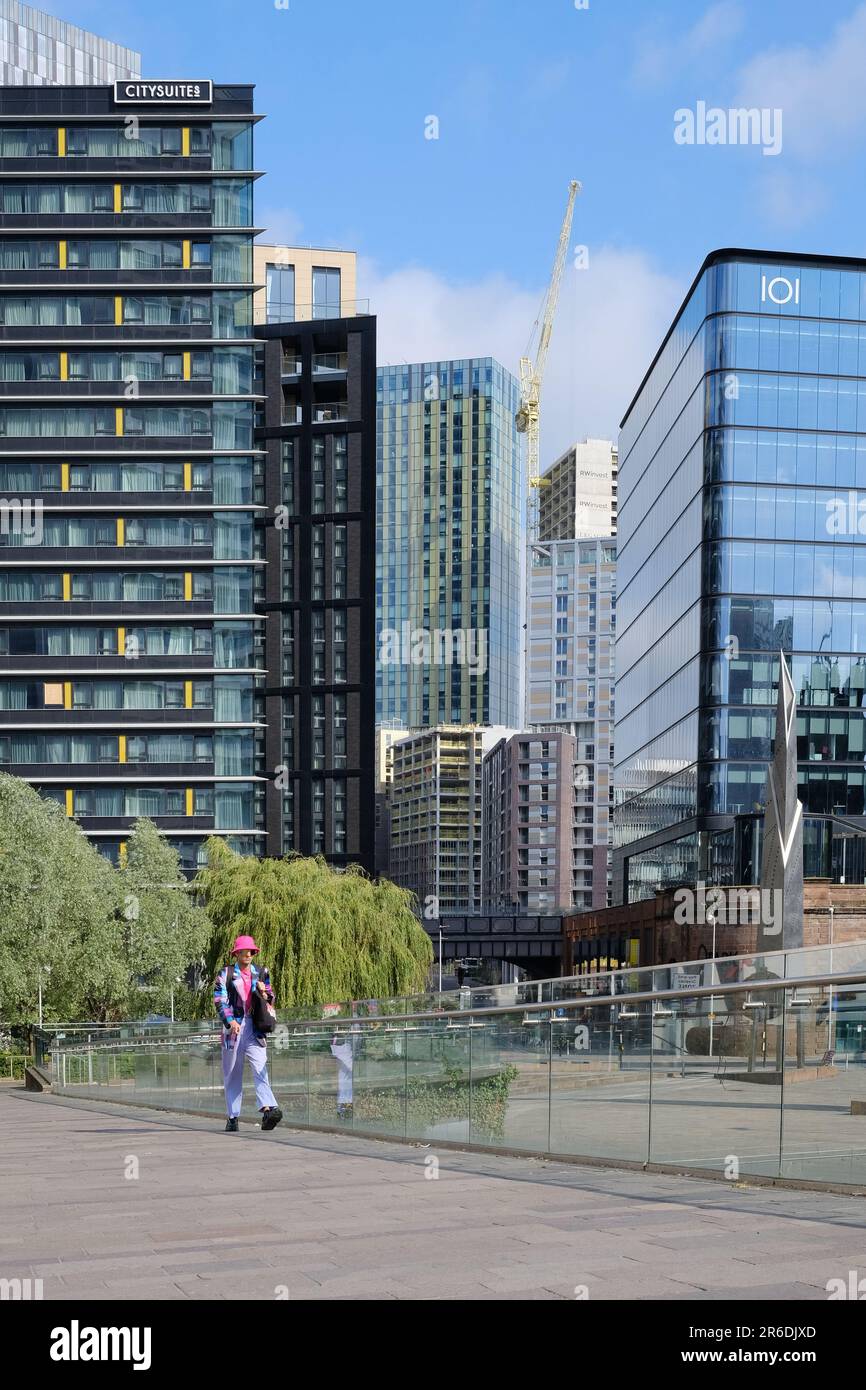 Manchester skyline and view from Victoria Street towards Embankment and ...