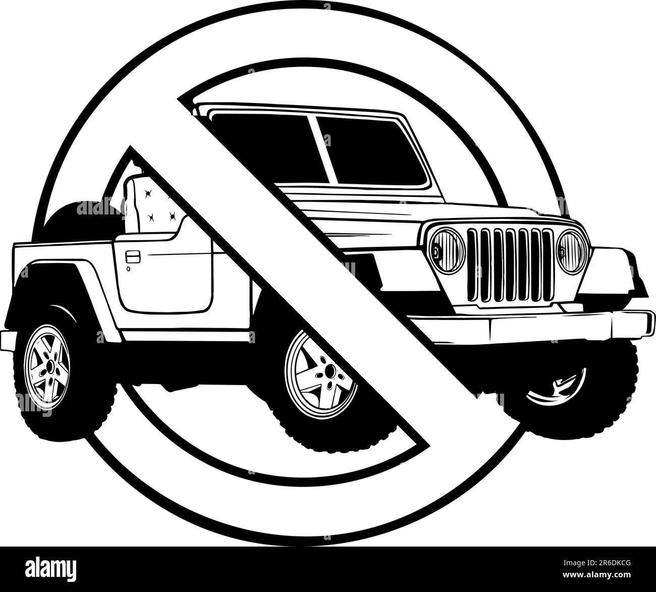 illustration of Monochrome symbol of ban car off road Stock Vector ...