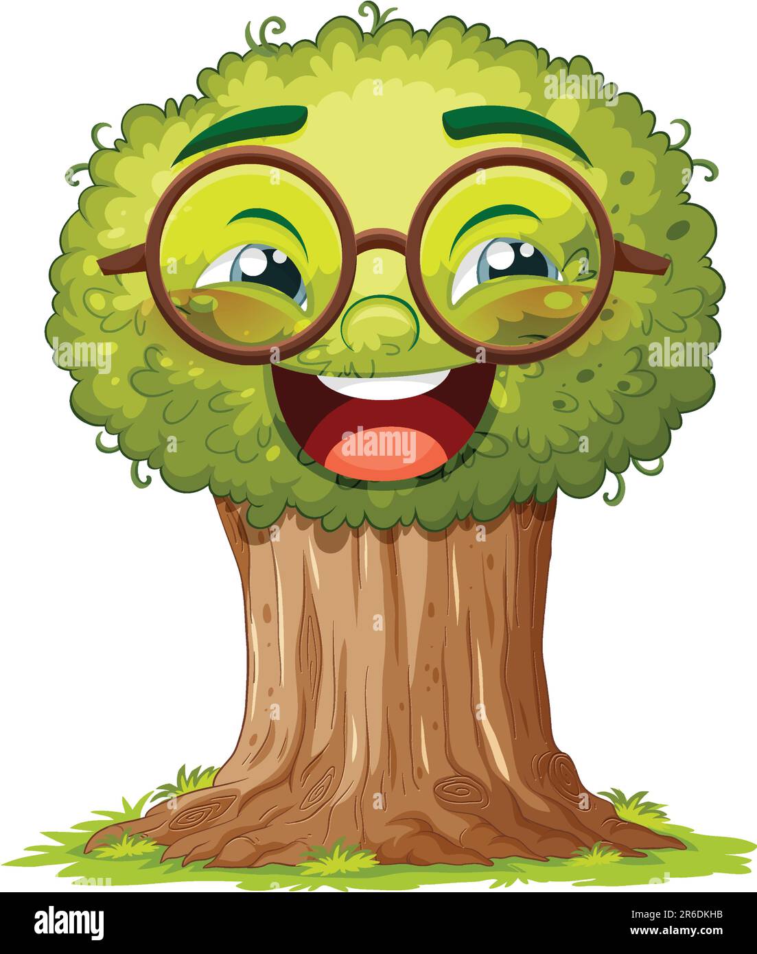 Happy tree cartoon isolated illustration Stock Vector Image & Art - Alamy