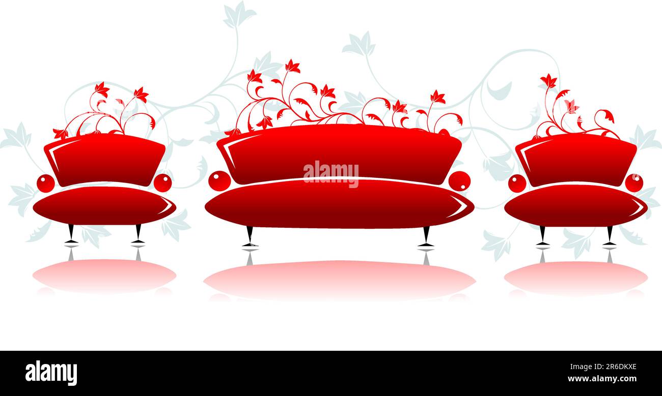 Home interior red sofa Stock Vector Images - Alamy