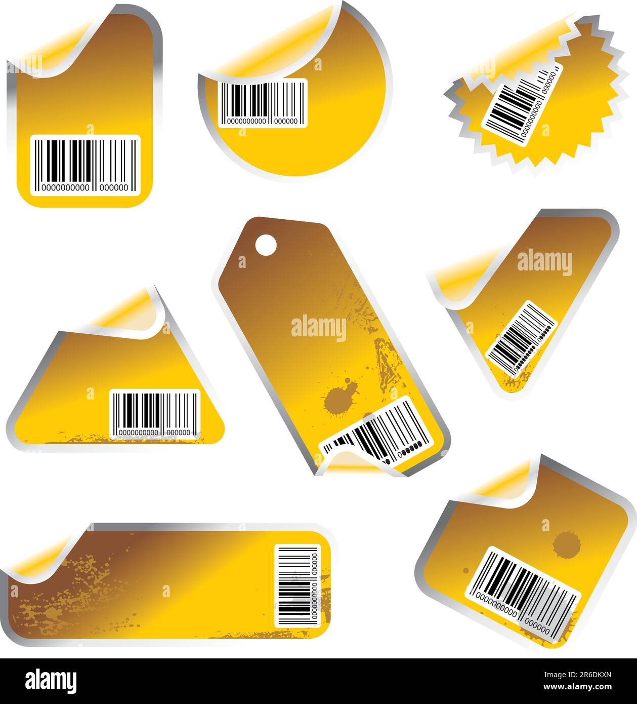 yellow vector tag and sticker set with bar codes Stock Vector Image ...