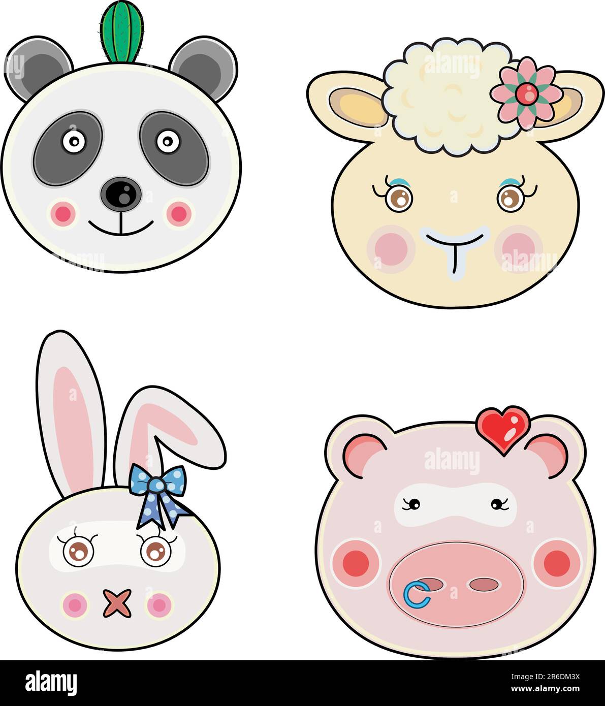A group of happy animal face, Vector file of animals Stock Vector Image ...