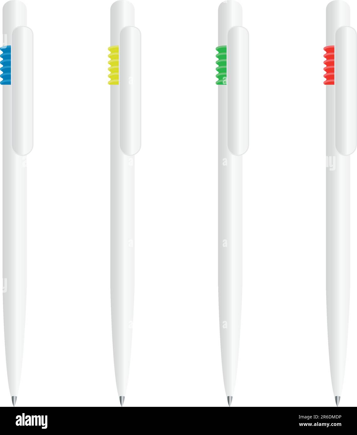 Set of fully editable vector pens. Easy to use as a template Stock ...